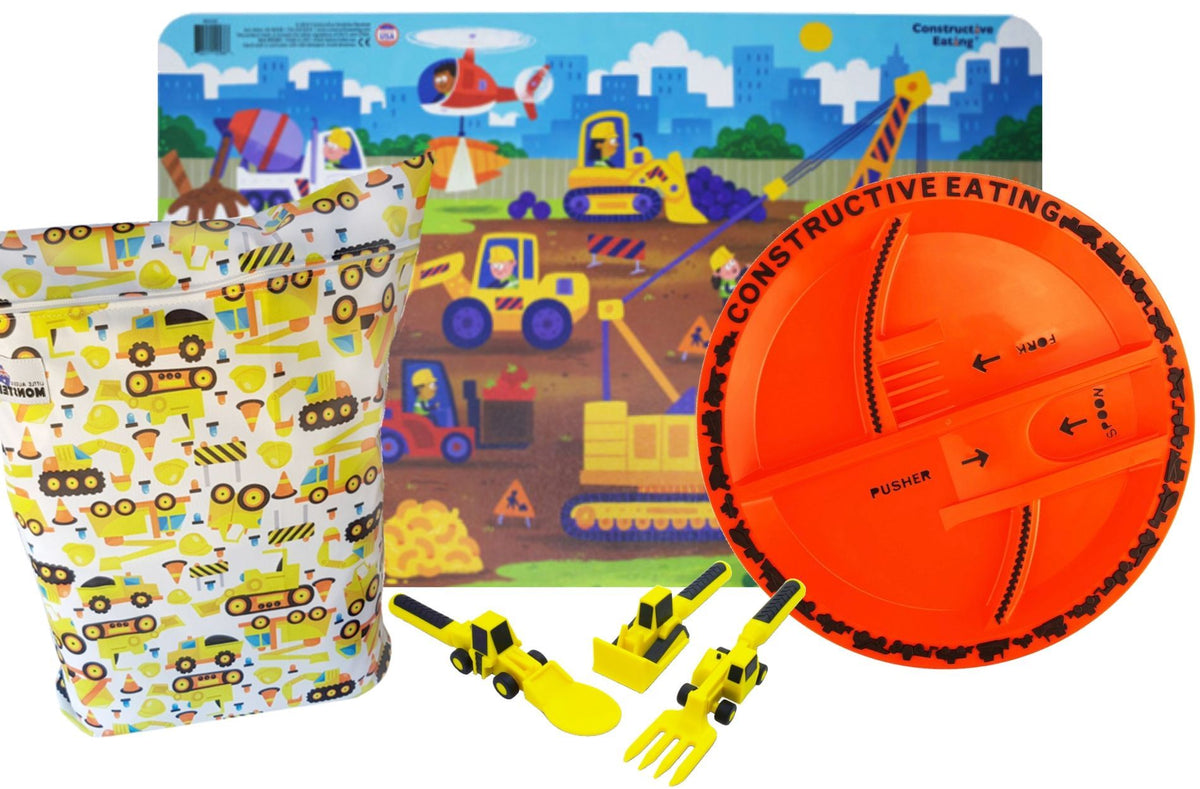 Constructive Eating Construction Toddler Plates for Kids Cutlery Set ...